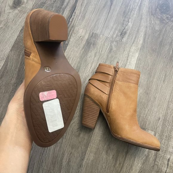 Gianni Bini | Shoes | Gianni Bini Brown Camel Leather Buckle Booties 75 ...